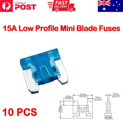 10 Pcs 15A Low Profile Mini Blade Fuses - Blue Car Truck Auto Fuses 15 ...