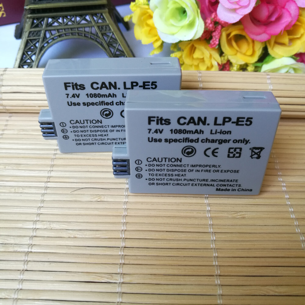 For Canon LP-E5 LPE5 Lithum Ion Rechargeable Battery 2 Pack 7.4V ...
