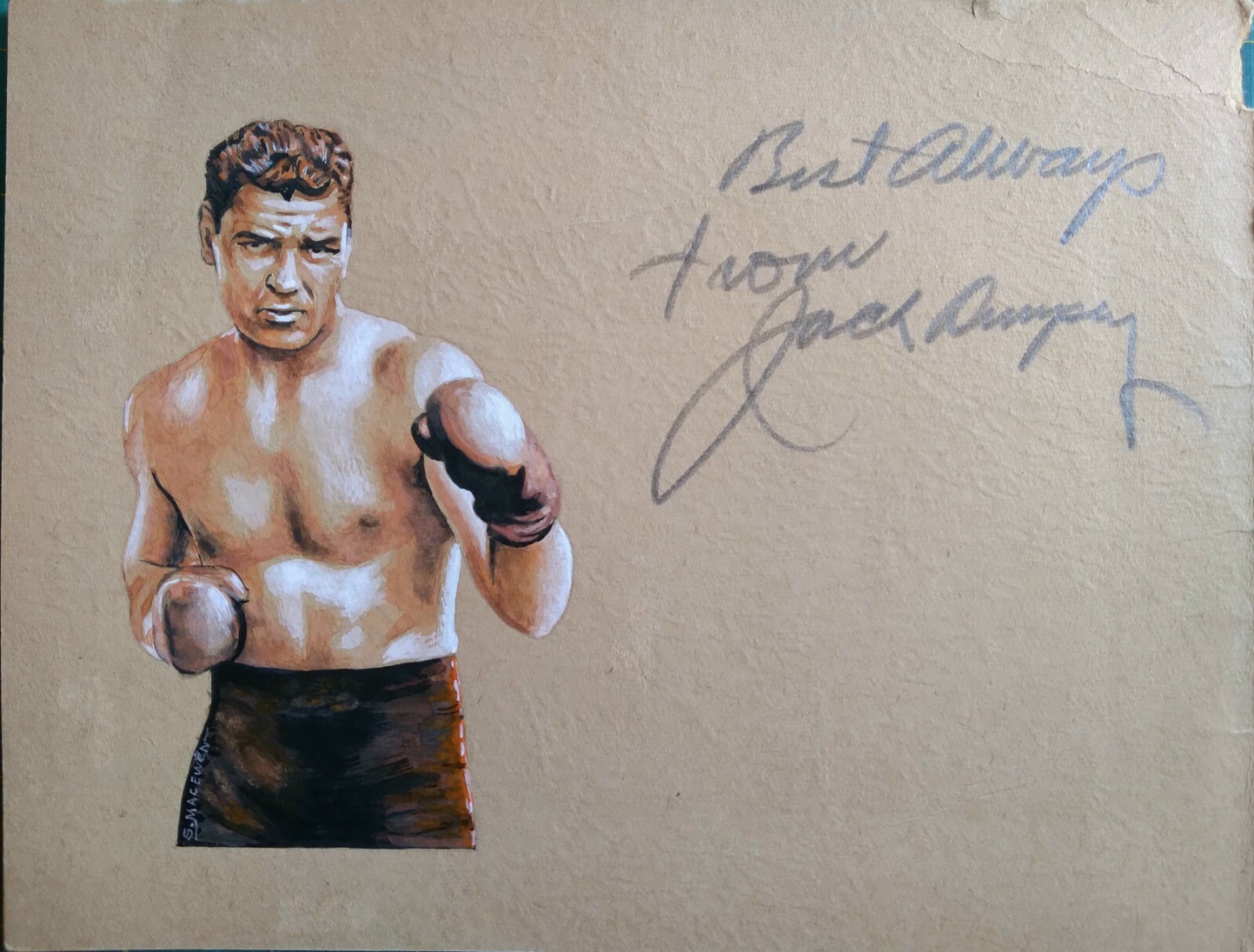 JACK DEMPSEY AUTOGRAPHED, ORIGINAL ARTWORK. 6.5"×8.5" | eBay