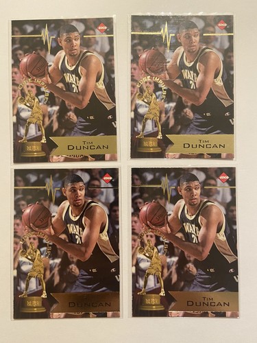 TIM DUNCAN 1997 Edge Impulse #1 Gold Foil Rookie 4 Card Lot RC Spurs ...