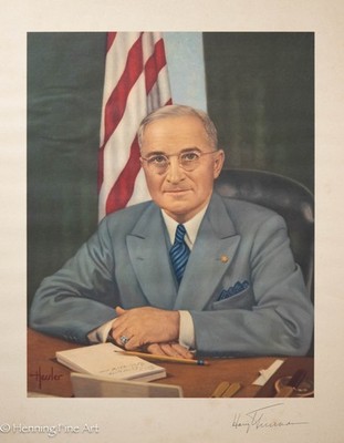 Lovely Vintage Harry Truman Facsimile Signature Hessler Lithograph ...