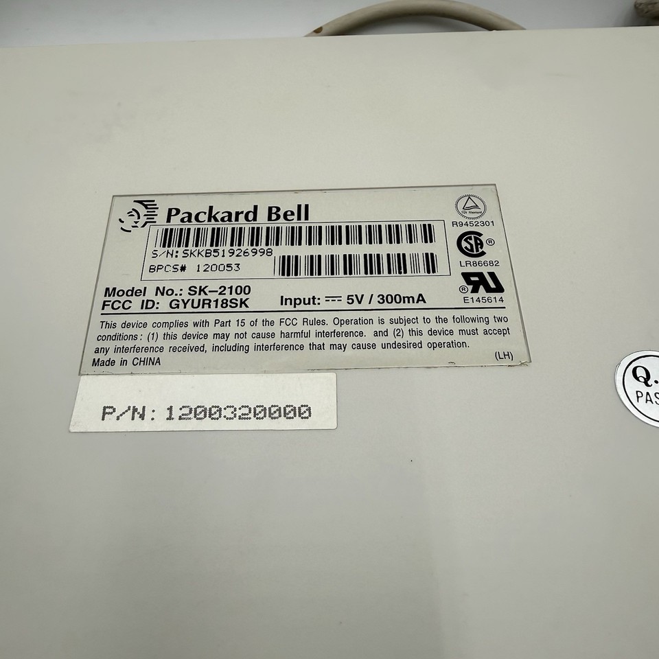 (E1) Packard Bell SK-2100W Mechanical Vintage PS/2 Computer Keyboard ...