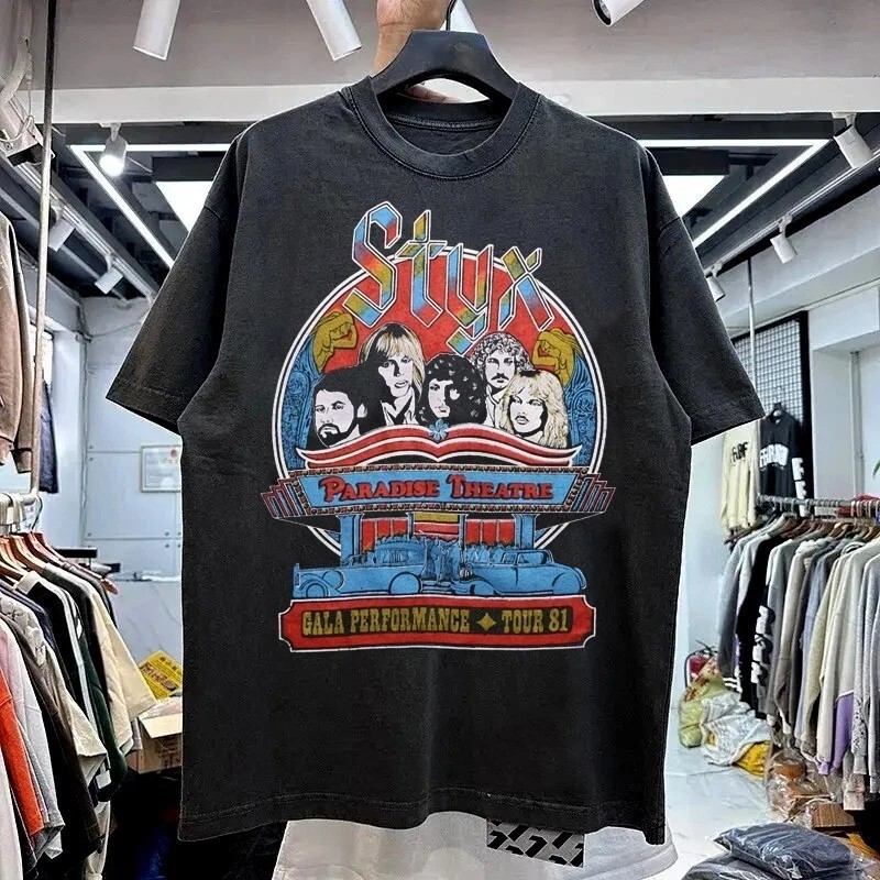 Styx Concert Tour 81 Black Short sleeve Rock band T shirt Unisex tee S ...