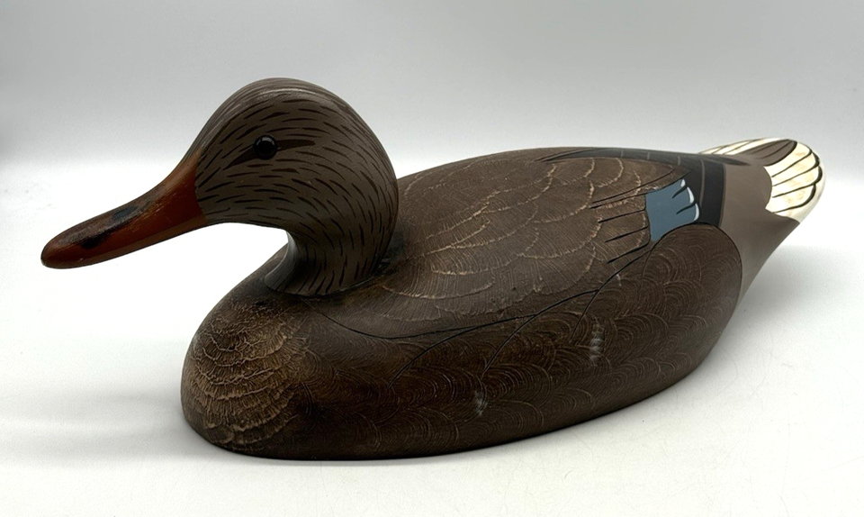 ETHAN ALLEN Duck Decoy Mallard Hen Signed Anne Madsen Painted Wood ...