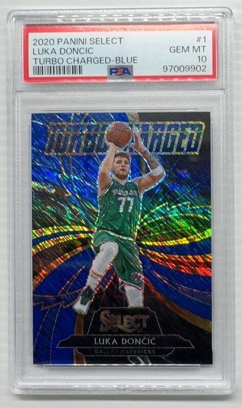 2020-21 Select Luka Doncic Turbocharged Blue Prizm #1 PSA 10 GEM MINT ...