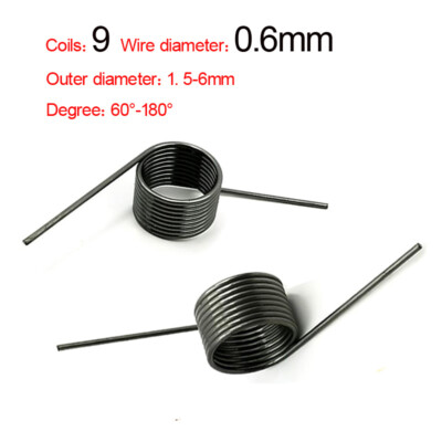Mini Torsion Spring 0.6 Wire Dia. (Carbon Steel) 9 Coils OD 1.5mm to ...
