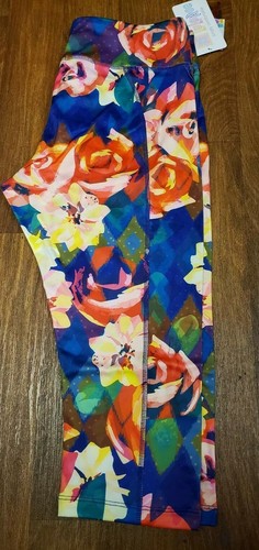 NWT LULAROE JADE CAPRI WORKOUT LEGGINGS BLUE FLORAL XLARGE | eBay