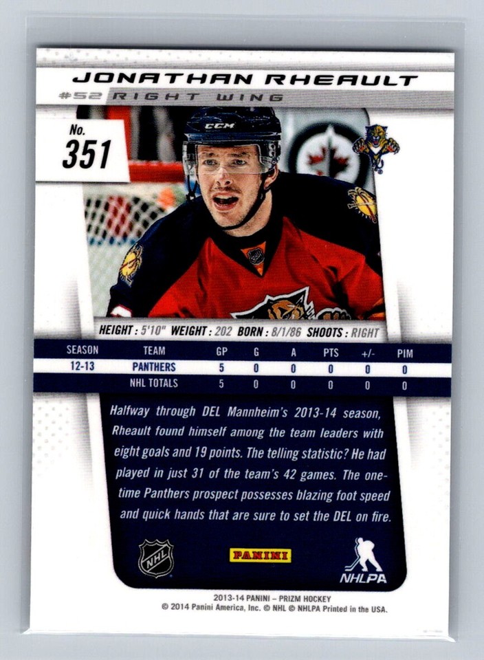 2013-14 Panini Prizm Expo Cracked Ice #351 Jon Rheault Florida Panthers ...