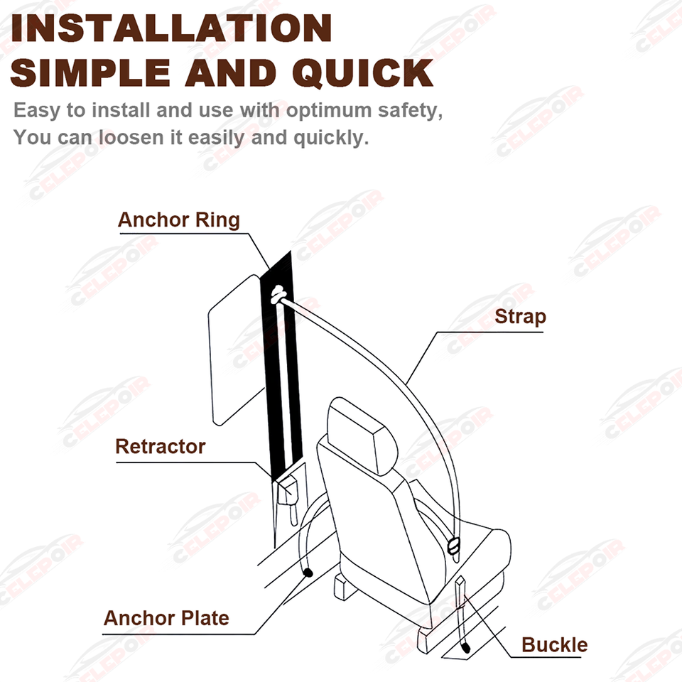 3 Point Safety Adjustable Seat Belt Straps for Chevrolet K1500 Standard ...