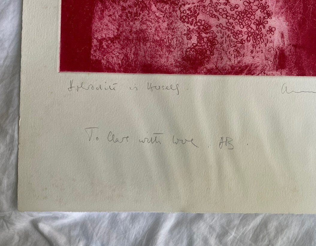 ANN BRUNSKILL "Aphrodite is Herself" Signed Etching w/ Aquatint in Red ...