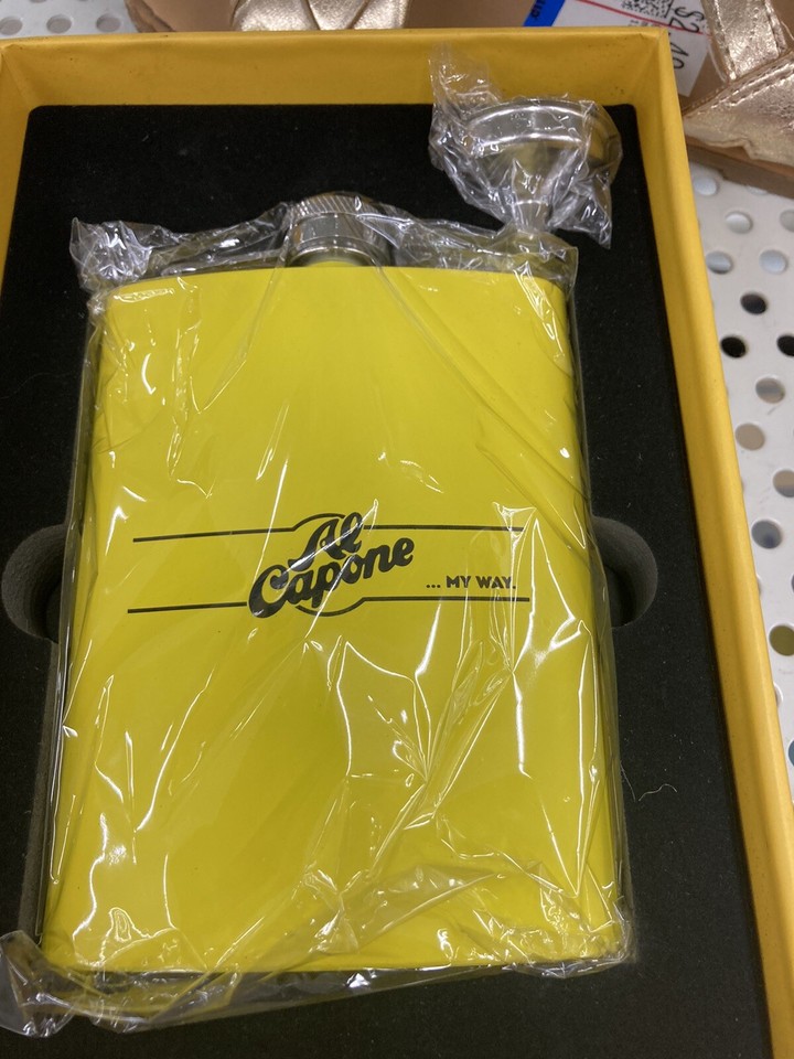 NIB Al Capone cigars promo al capone Flask Yellow w Funnel alcohol ...