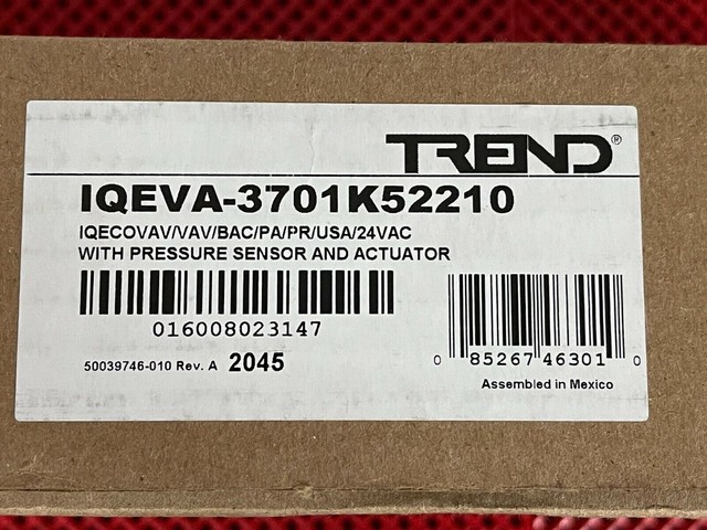 Trend IQECO Vav/pa Terminal Controller W/actuator & Pressure Sensor ...