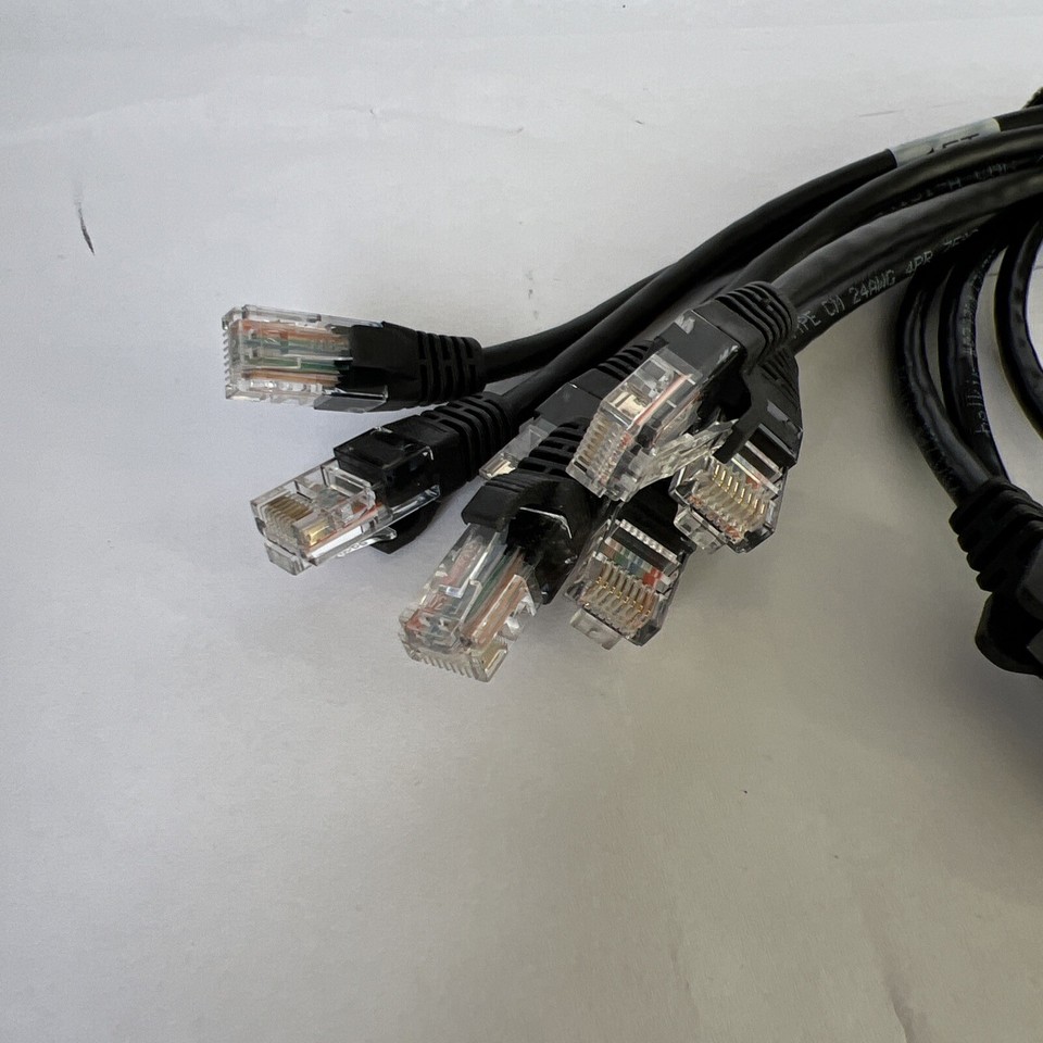 10 Pack Lot -1ft Cat6 Black Ethernet Bootless Network LAN Patch Cable ...