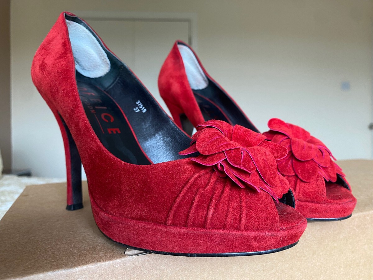 Office Red Heels Close Toe Pumps Spool Heel As Picture Pu With