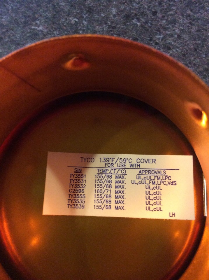 TYCO RFII WHITE FIRE SPRINKLER COVER PLATE 139F | eBay