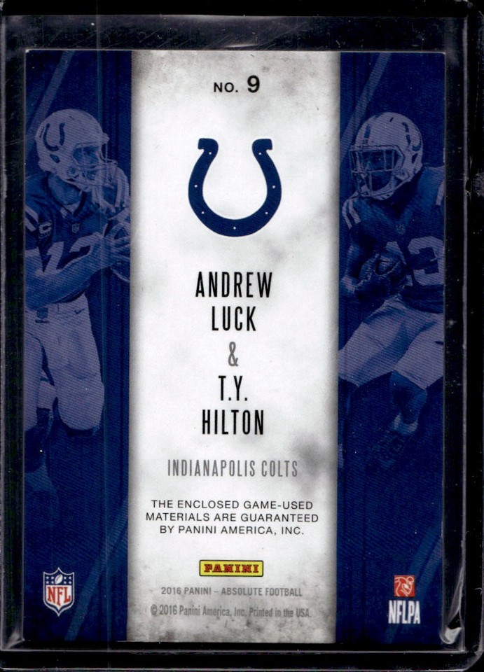 Andrew Luck T.Y. Hilton 2016 Panini Absolute Team Tandems Jersey /50 | eBay