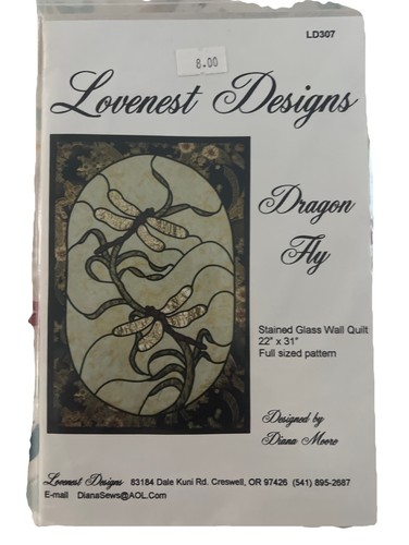 Dragon Fly Stained Glass Quilt Pattern Wall Quilt Lovenest Designs ...