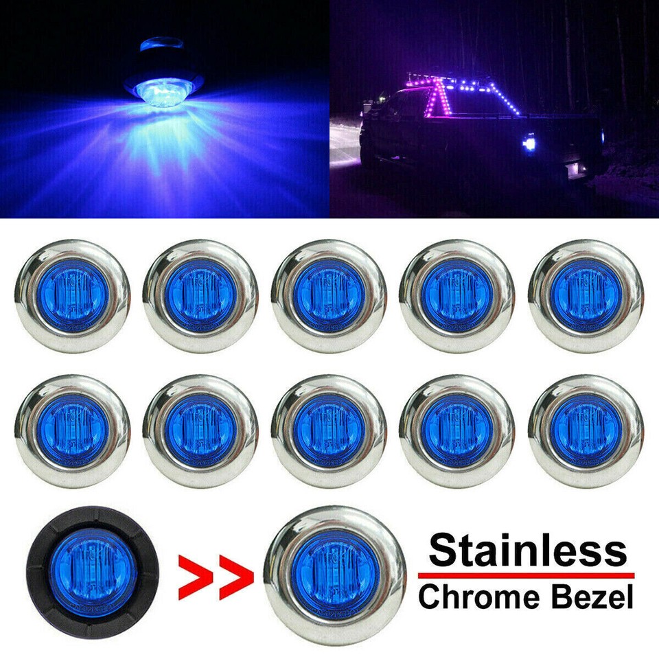 12V-24V 3/4" 3LED Small Round Side Marker Light Truck Trailer RV Car ...