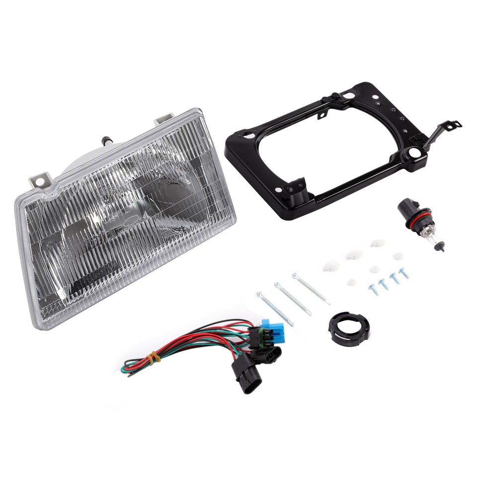 Pair Headlights Headlamps w/Bulbs& Wiring Kit Clear For Peterbilt 377 ...