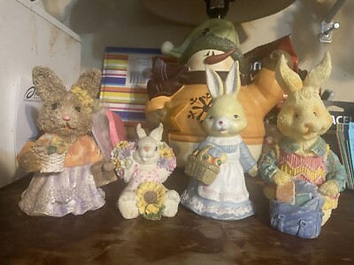 Easter Bunny Bundle 4 Bunnies Various Styles Rabbit Figurines Holiday ...