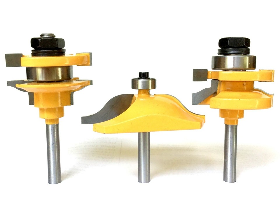 3 pc 1/4" SH Ogee Raised Panel and Ogee Rail & Stile Router Bit Set S ...