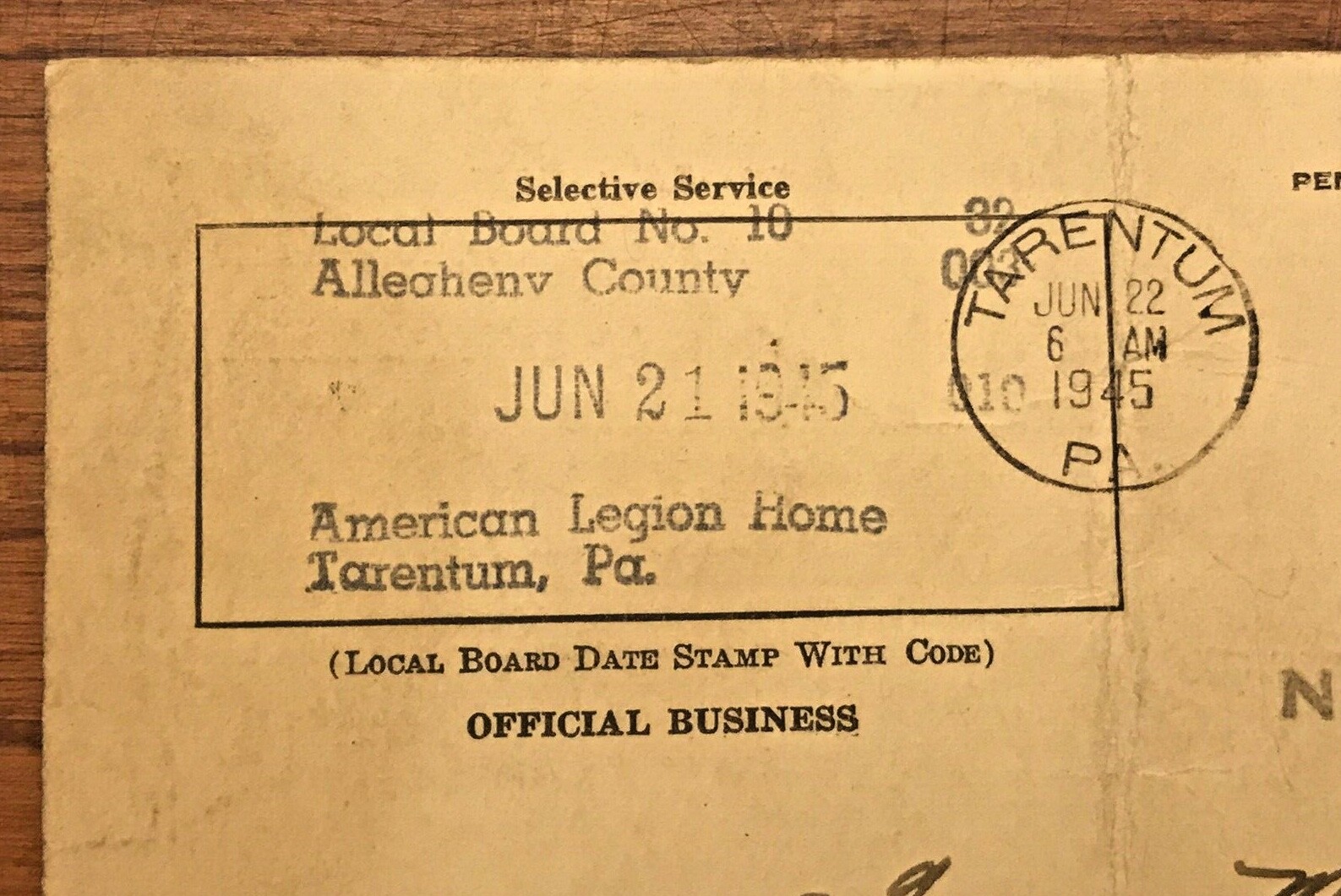 WWII Selective Service Notice of Classification Postcard 2B-L 1945 ...