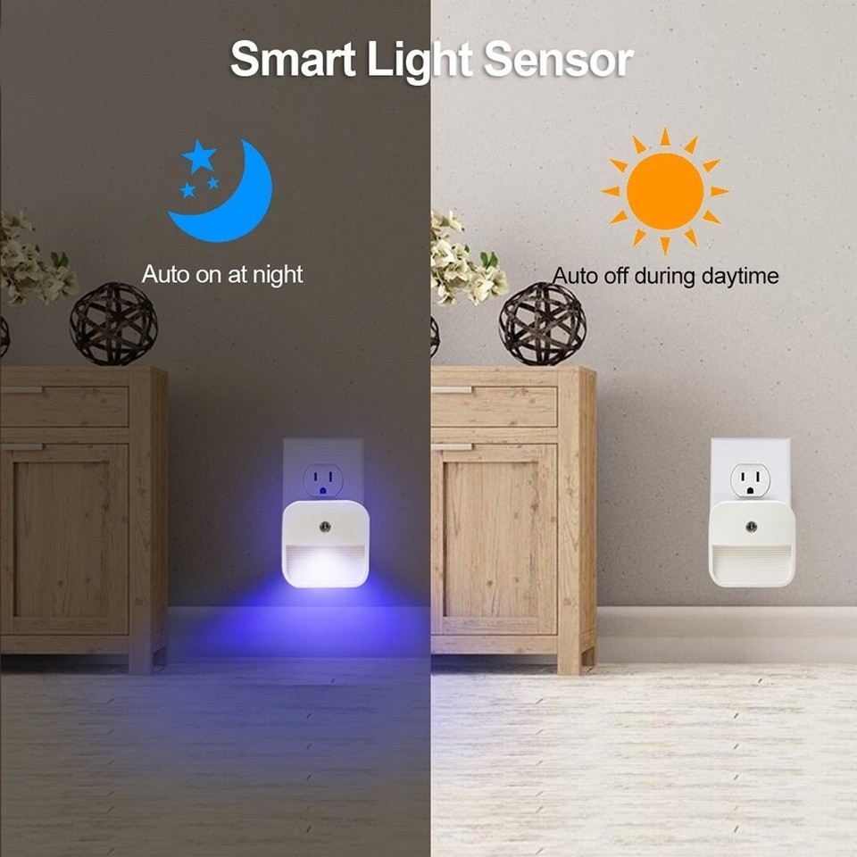 4/8Pcs Plug-In Auto Night Light 3000K LED Dusk to Dawn Sensor Kitchen ...