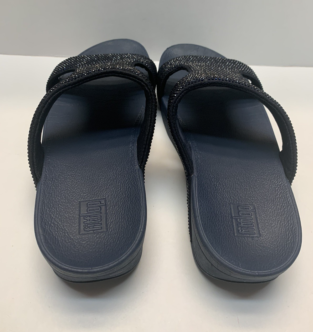 Fitflops Glitzie Navy Shimmer Size 9/41 Slides Sandals Women's Slip On ...