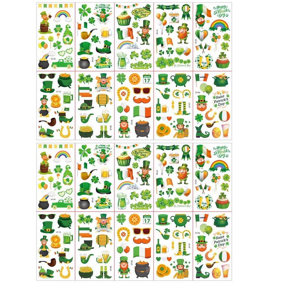 20 Sheets St. Patrick' Day Wall Sticker Patricks Luck Backdrop Decals ...