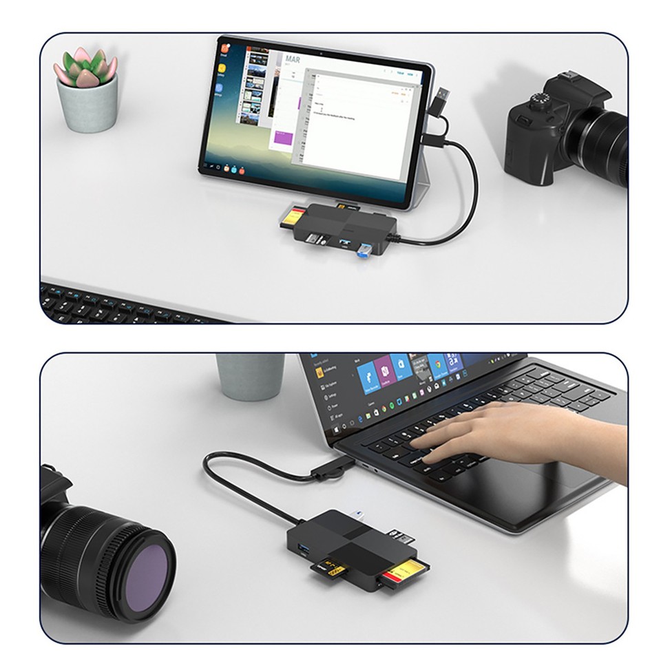 1 PC 8 IN 1 USB 3.0 Type-C USB Smart High-Speed Memory Card Reader ...