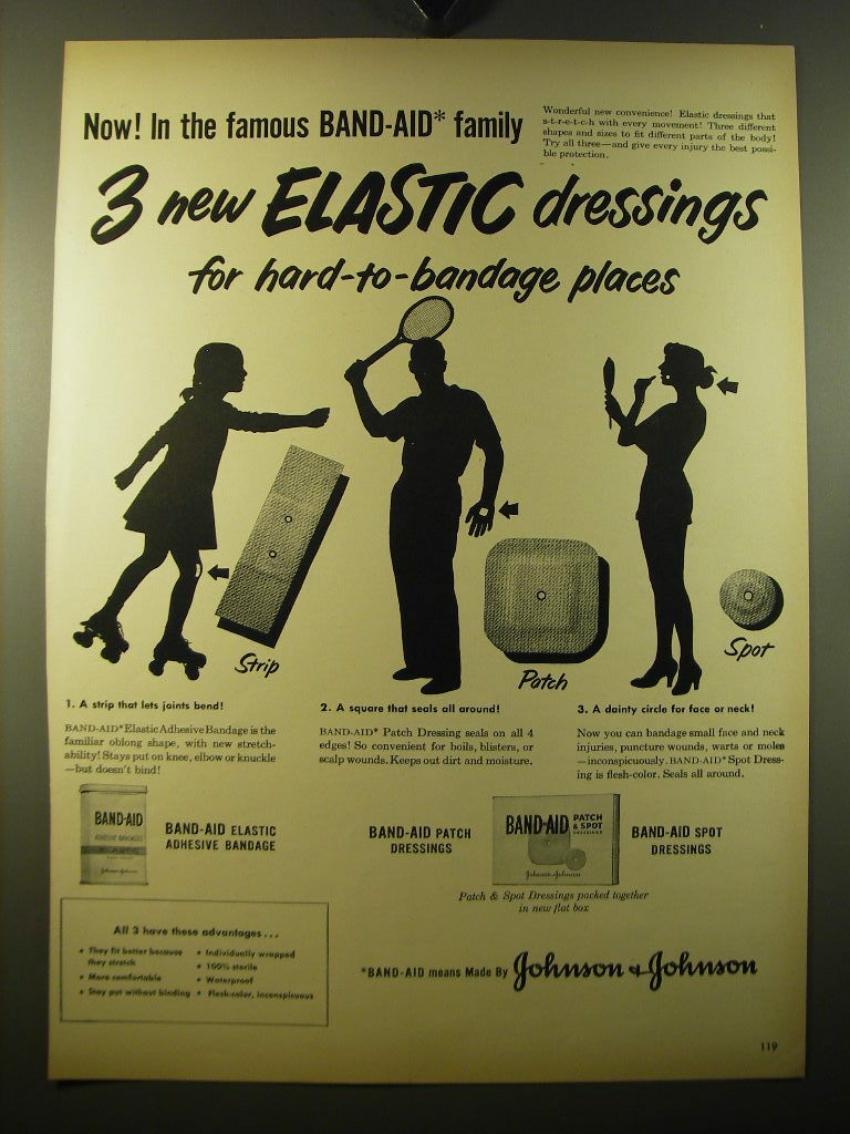 1950 Johnson & Johnson Band-Aid Ad - Now! In the famous band-aid family ...