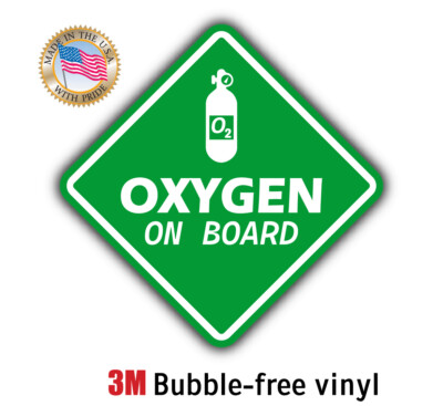 Oxygen On Board O2 Medical Bumper Sticker Vinyl Decal MADE USA | eBay