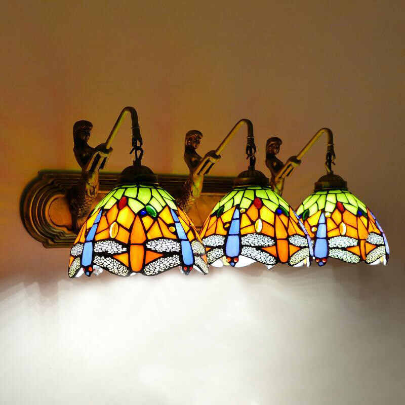 Tiffany Mission Style Wall Sconce Lamp Vintage Stained Glass Wall Light ...