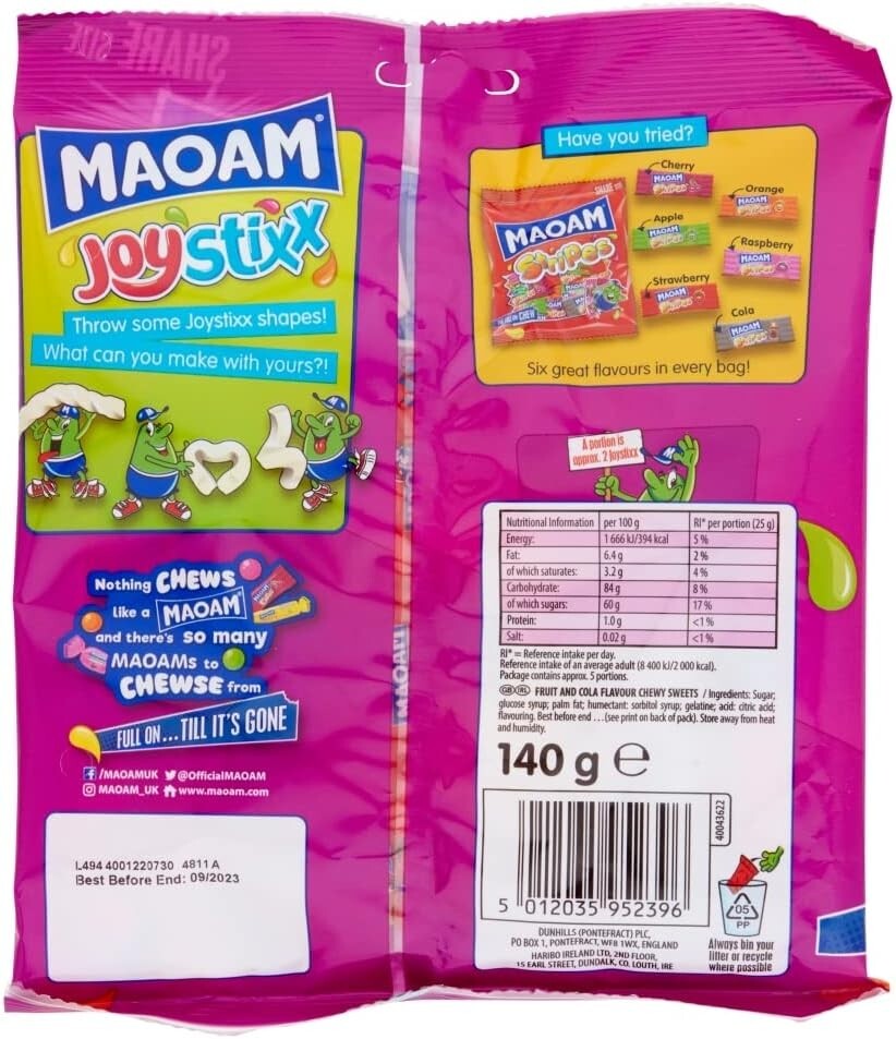 3x HARIBO Maoam Joystixx Sucreries Partage Sacs 140g | eBay