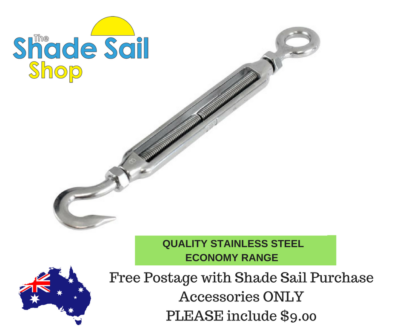 M10 10mm Hook Eye Economy Turnbuckle 316 Stainless Steel 8M Shade Sail ...
