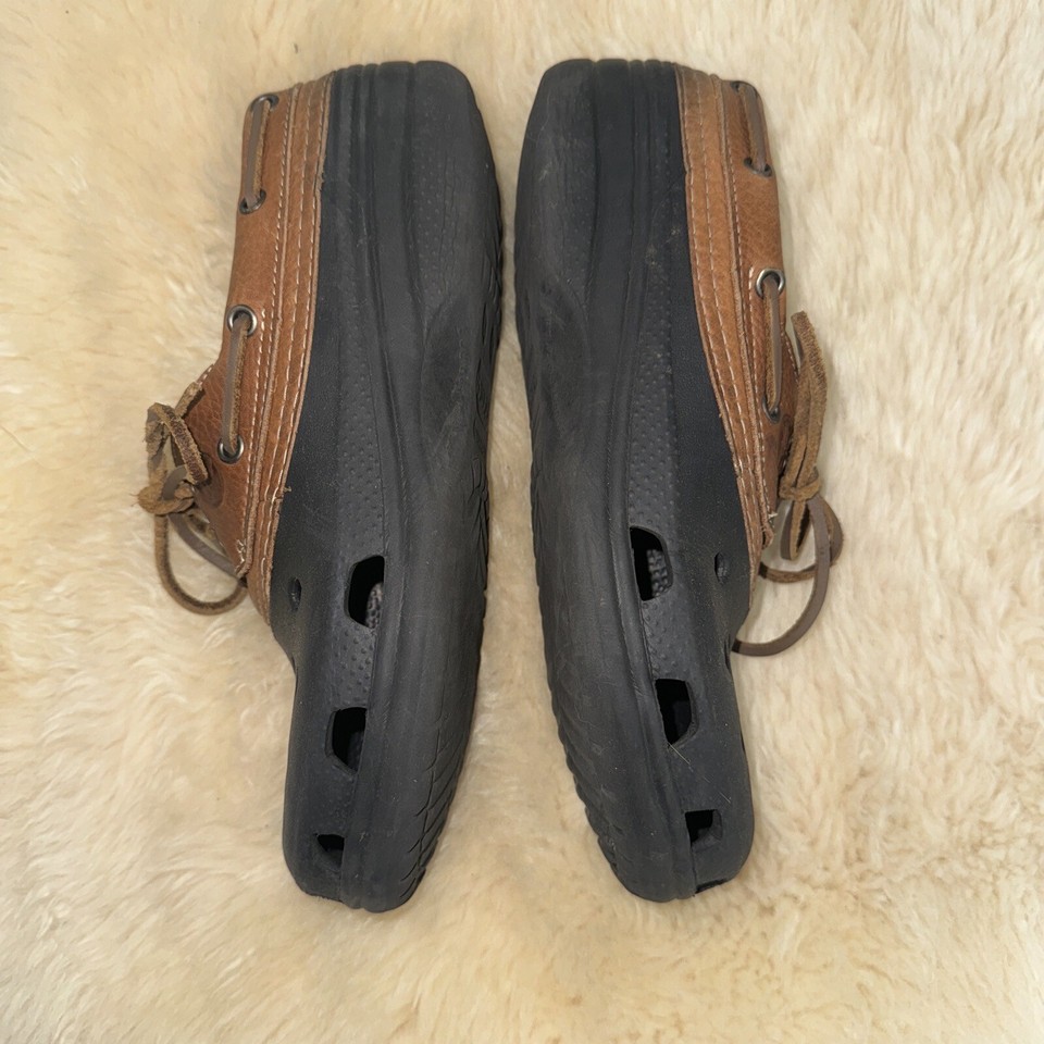 Crocs Islander Pitcrew Boat Shoes Clogs Brown Tan Black Men's Size 8 ...