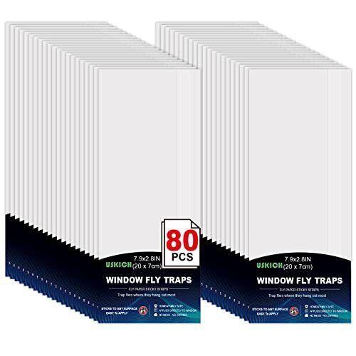 Window Fly Traps for Indoors, 80 Pack Clear Fly Paper Sticky Fly Strips ...
