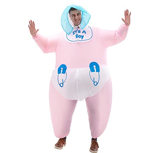 Pink Inflatable Baby Costume Funny Boys Giant Blow up Costume for Adult ...