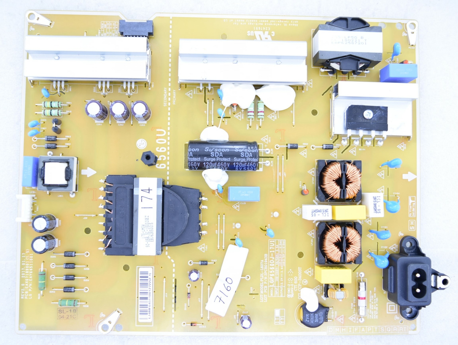 65UJ6300-UA LGP6560DJ-17U1 EAY64511001 EAX67189001 POWER SUPPLY FOR LG ...
