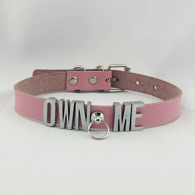 PINK Pu Leather Daddy Collar O-Ring Buckled Custom Fun Fancy Necklace ...