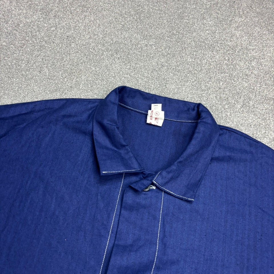 VINTAGE French Jacket Adult X Large Blue Herringbone Work Wear Utility ...