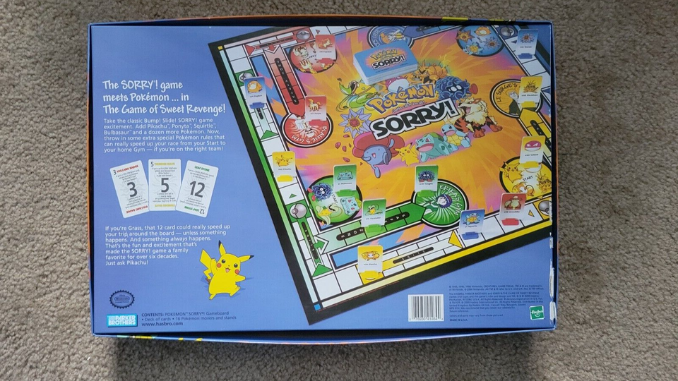 Vintage 2000 Parker Brothers POKEMON Sorry Board Game Hasbro - Complete ...