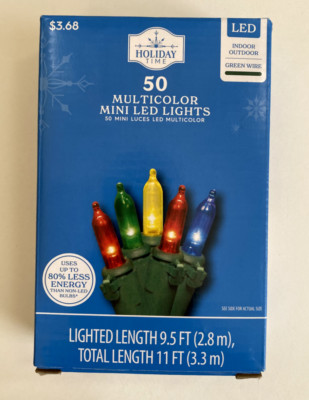 50 MULTI-COLOR LED Christmas Holiday Party MINI LIGHTS WITH GREEN WIRE ...