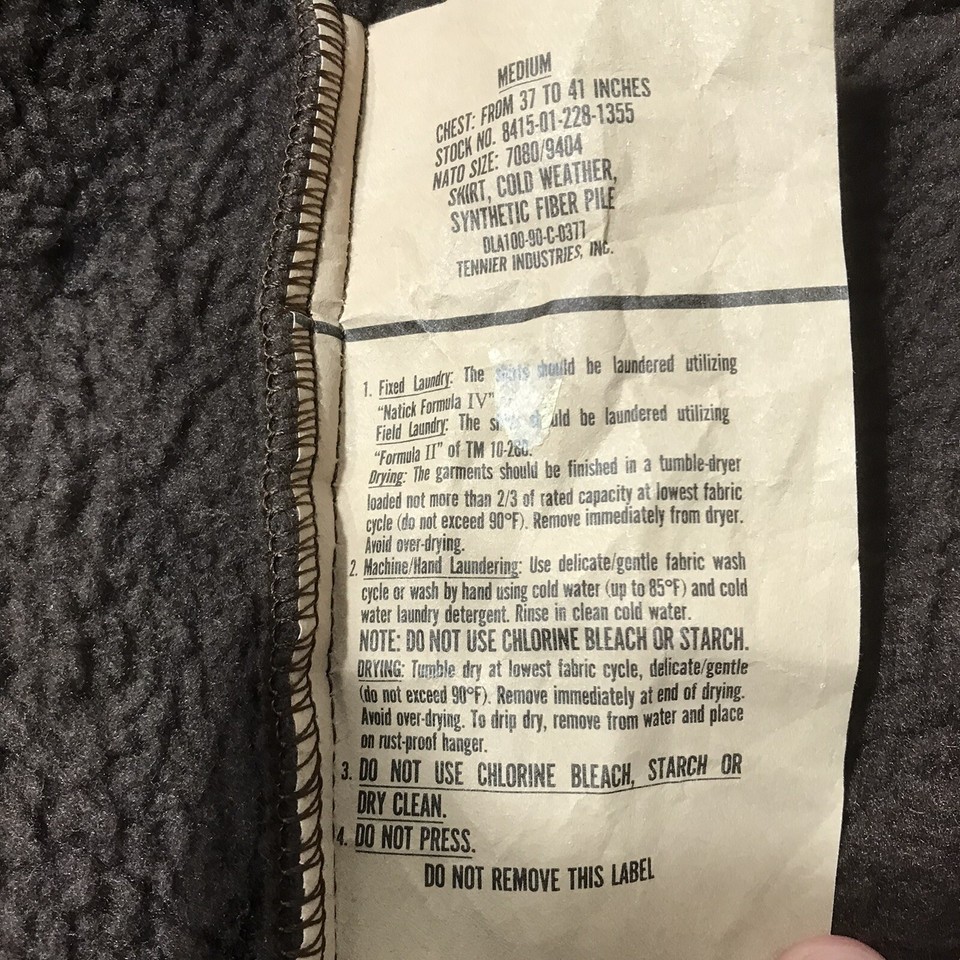 Military Issue Cold Weather Synthetic Fiber Pile Shirt Jacket Medium | eBay