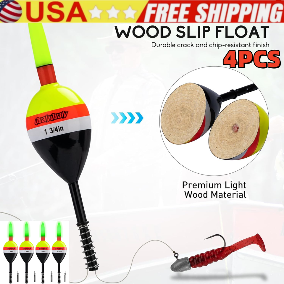 THKFISH 4PCS Lighted Slip Bobbers Fishing Floats Glow in The Dark ...