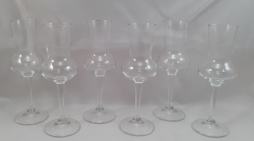 Lot 6 Clear Glass Grappa Schnapps Liqueur Fluted Dessert Stemware ...