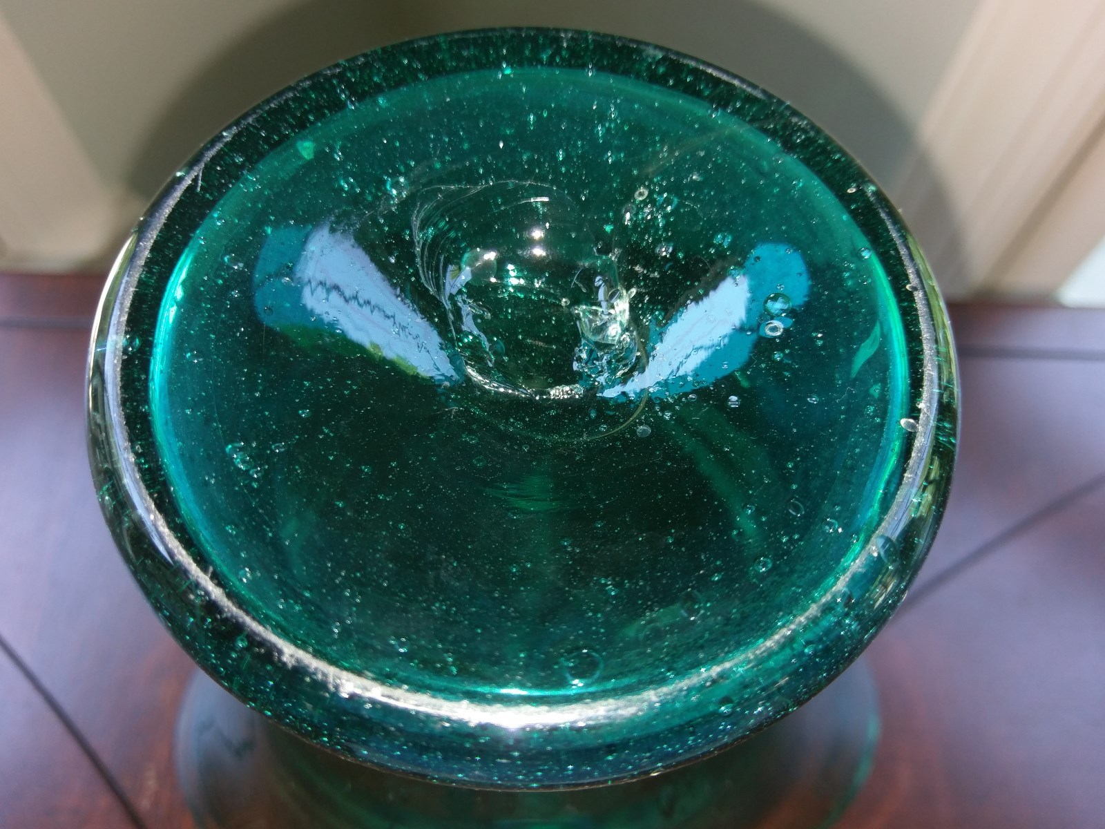 Blenko Glass Pinched Ivy Vase #415-L Sea Green Aqua Teal Pontil 9 ...