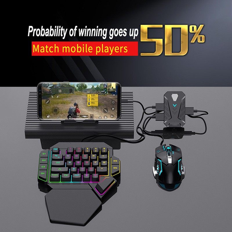 One-Handed Gaming Keyboard & Mouse Set – RGB Mechanical Keypad ...