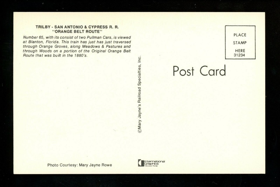 Train Railroad postcard Passenger Diesel Trilby San Antonio Cypress ...