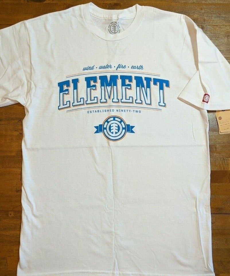 ELEMENT "Wind Water Fire Earth" S/S T-Shirt Men's Medium M white ...